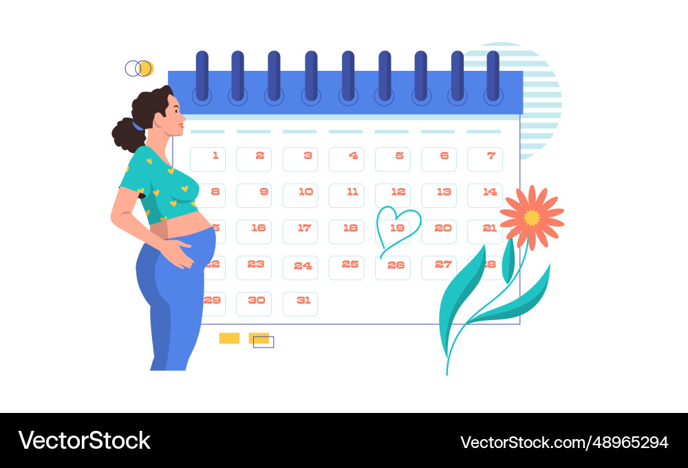 Pregnancy calendar monthly countdown Royalty Free Vector