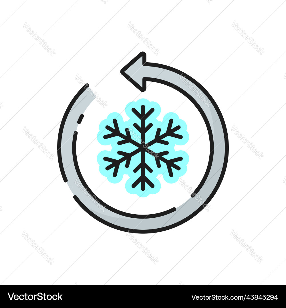 Snowflake and defrost sign fridge outline label Vector Image