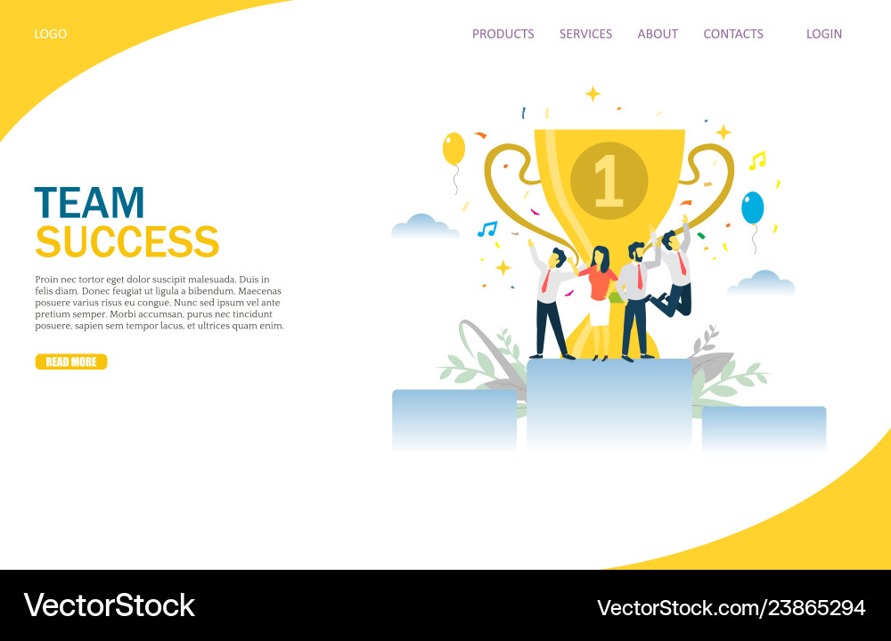 Team success website landing page design Vector Image