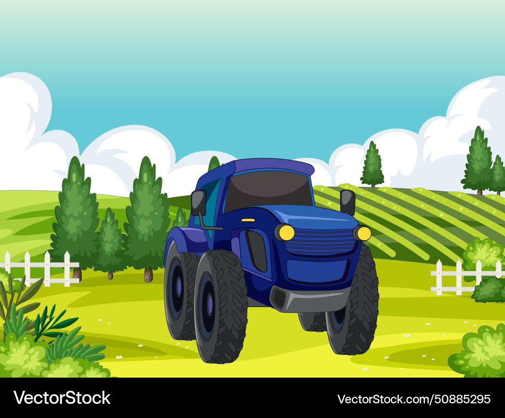 A tractor on farm Royalty Free Vector Image - VectorStock