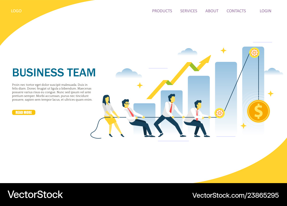 Business team website landing page design Vector Image