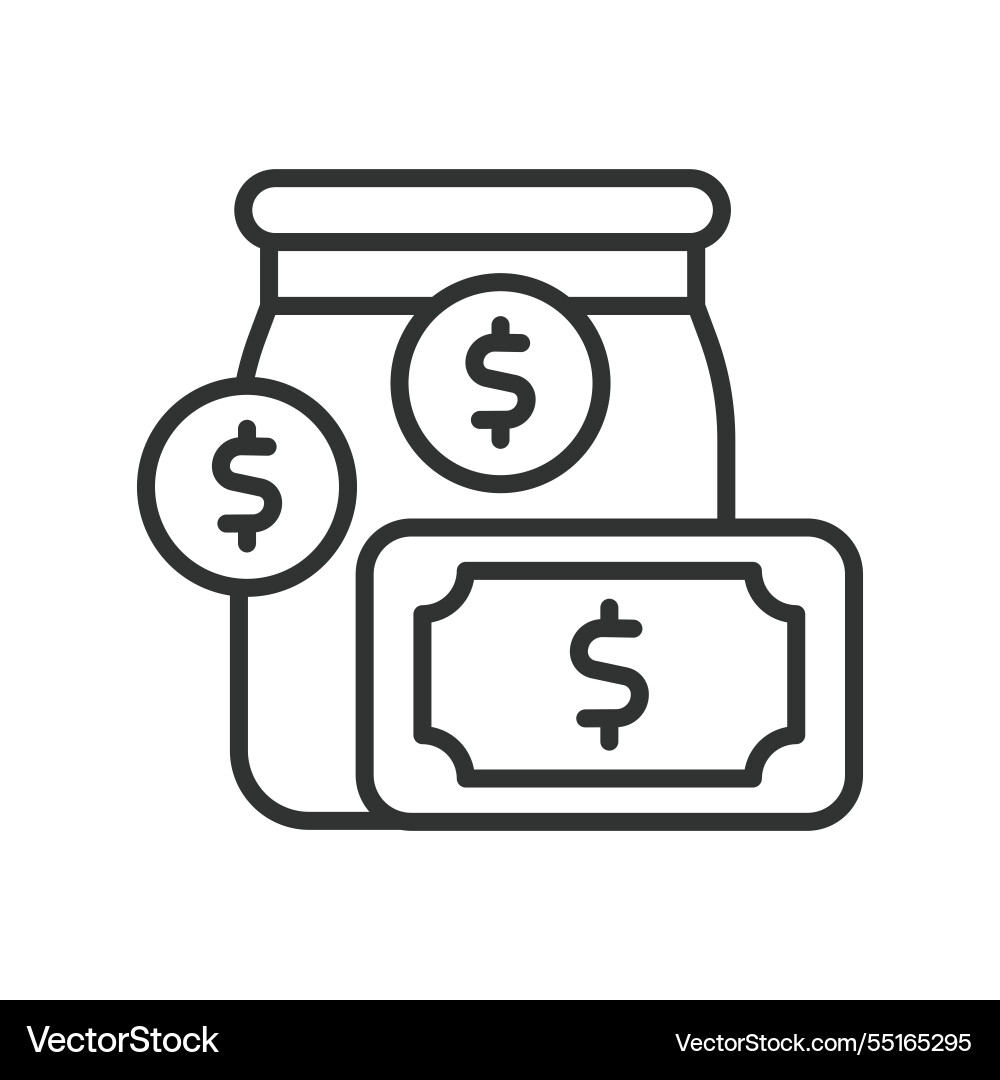 Cash reserve icon in line design Royalty Free Vector Image