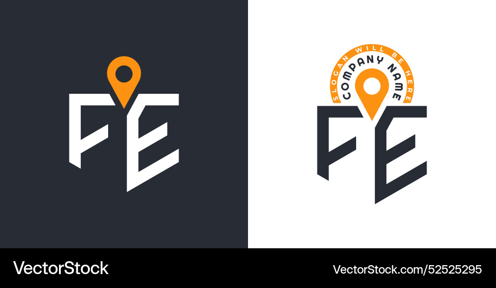 Fe location logo bundle letter dual icons Vector Image