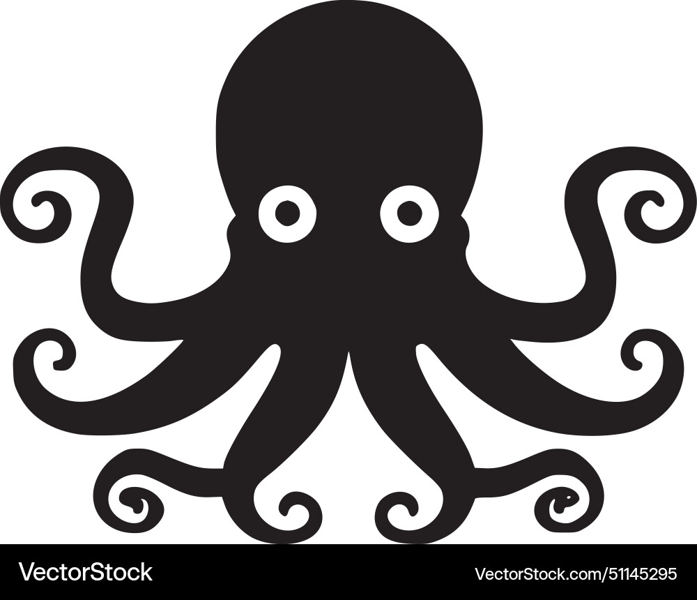 Octopus - minimalist and flat logo Royalty Free Vector Image