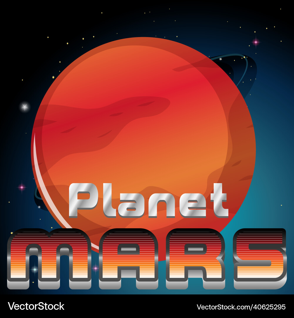 Planet mars word logo poster Royalty Free Vector Image