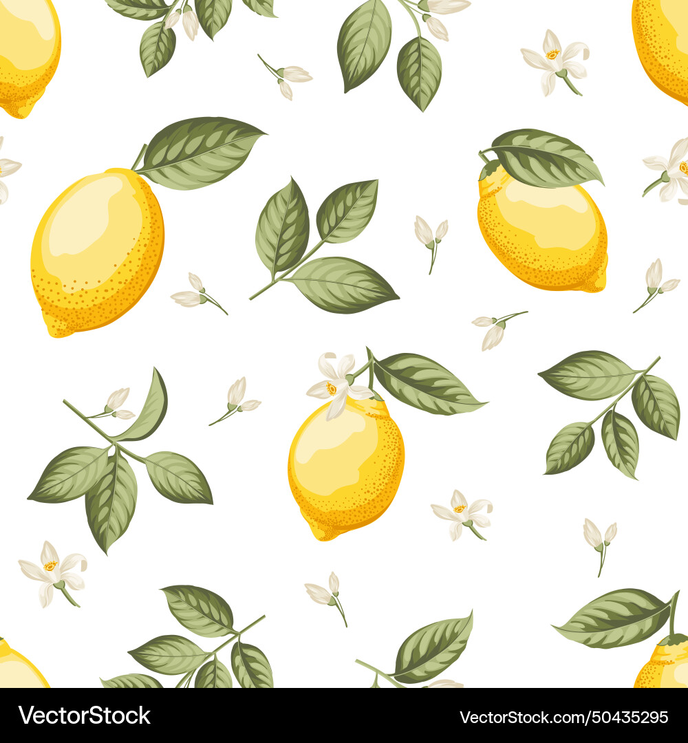 Seamless citrus pattern with lemons Royalty Free Vector