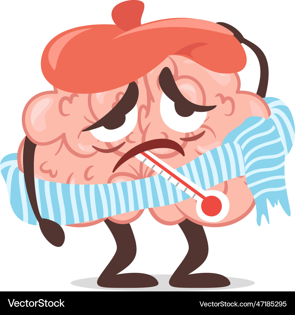 Sick brain with grippe influenza symptoms Vector Image