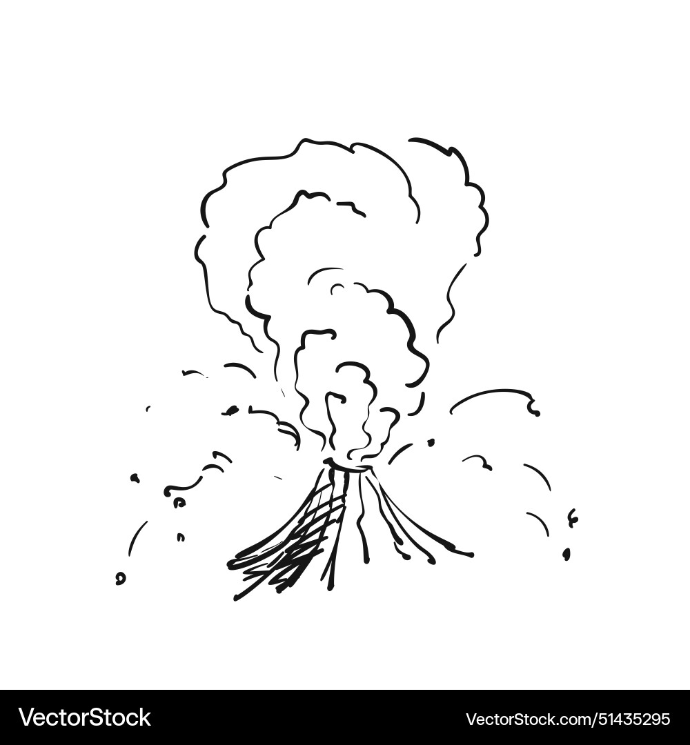 Volcanic eruption hand drawn simple sketch Vector Image