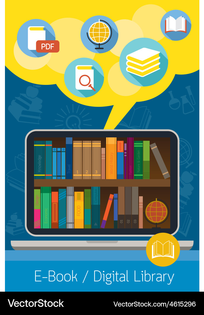 Digital Library & E-Book Collection Royalty Free Vector