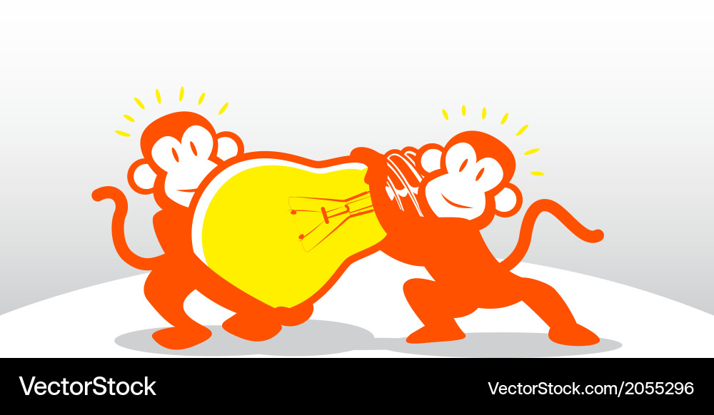 Monkey idea teamwork Royalty Free Vector Image