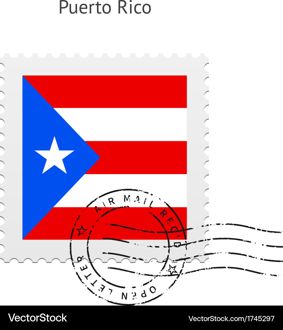 Puerto rico flag postage stamp Royalty Free Vector Image