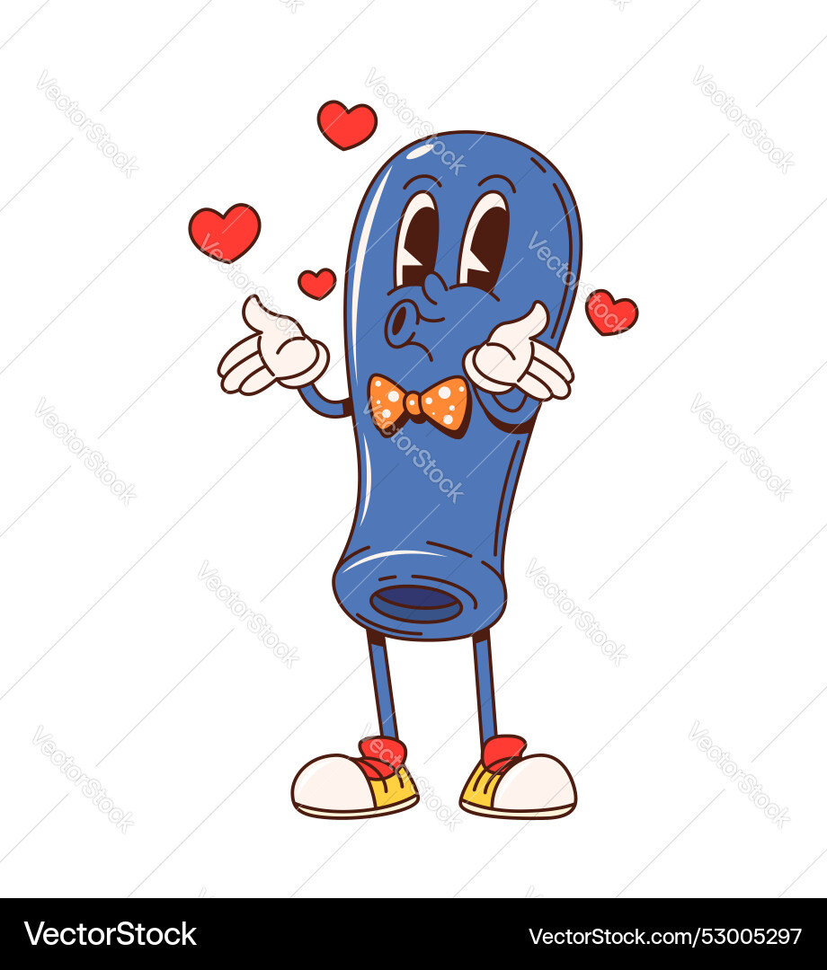 Retro groovy honeysuckle lovable berry character Vector Image
