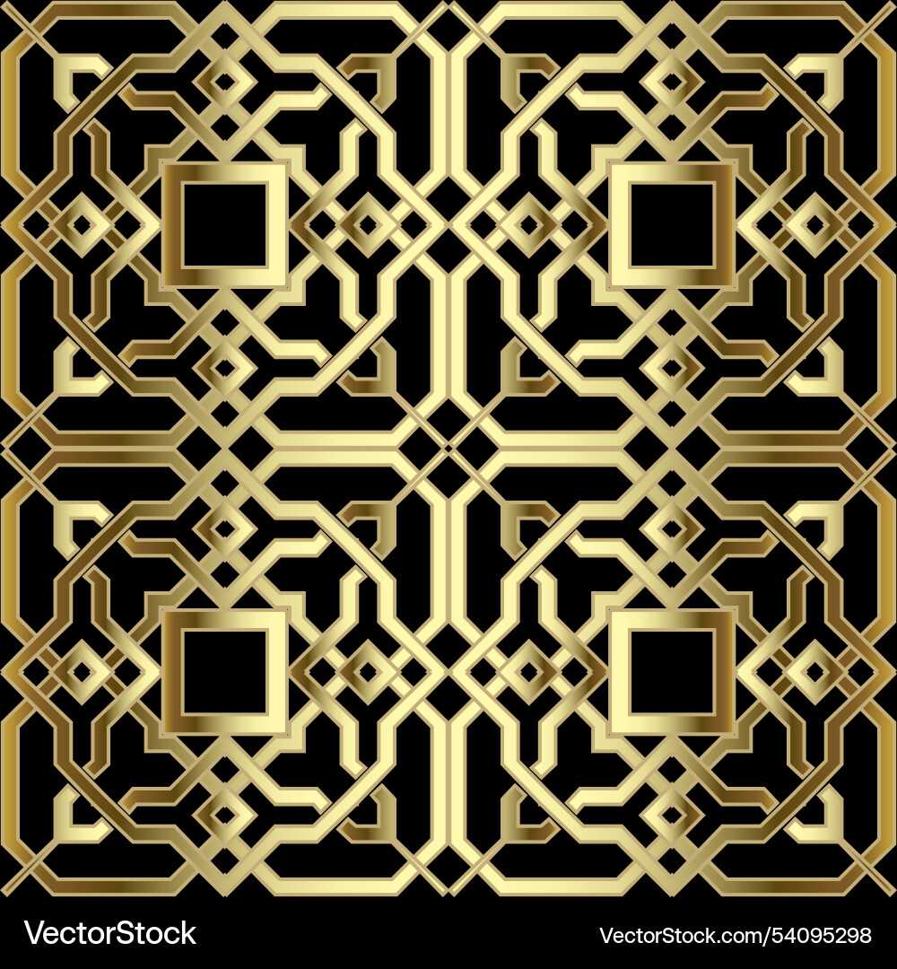 3d luxury gold grid celtic arabesque style ornate Vector Image