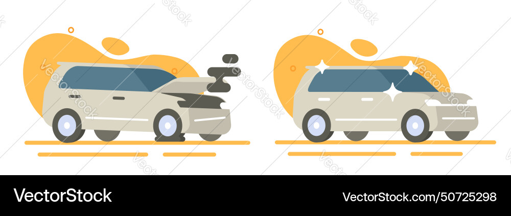 Car accident crash flat icon new old auto Vector Image