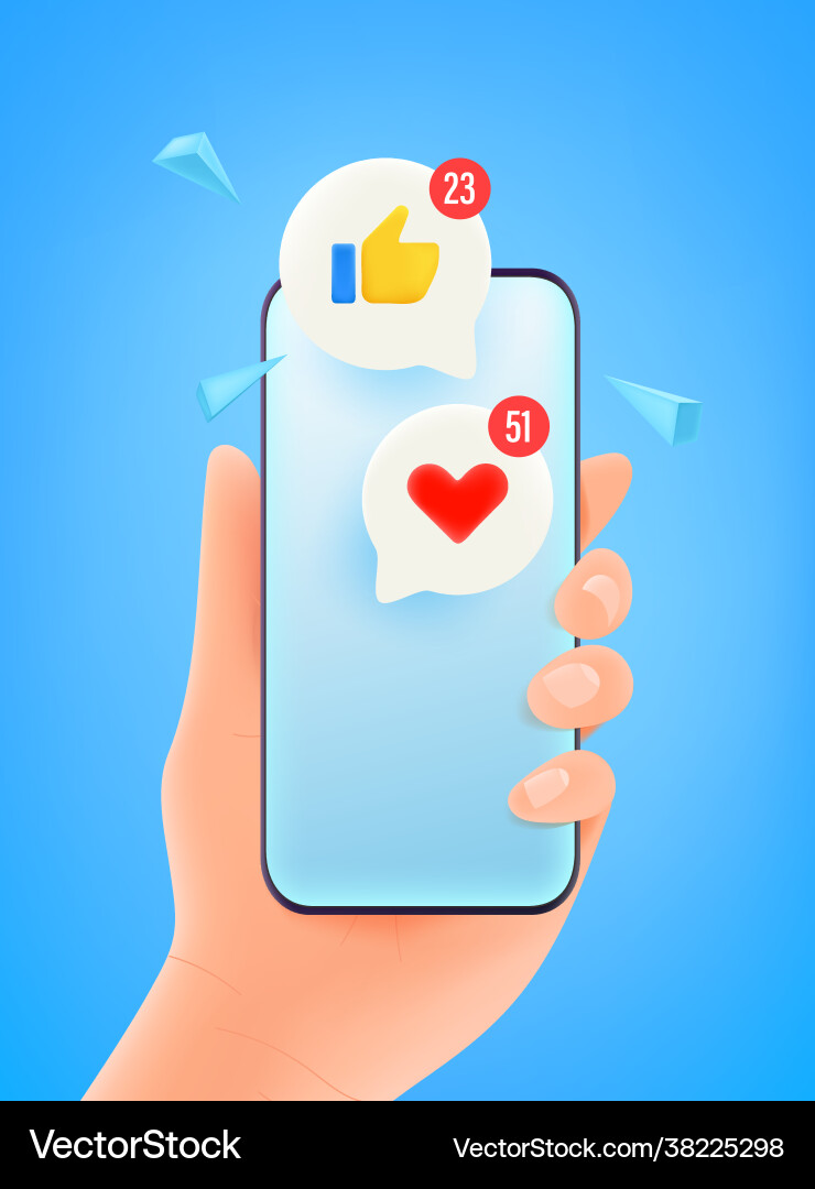 Cartoon style hand holding modern cell phone Vector Image