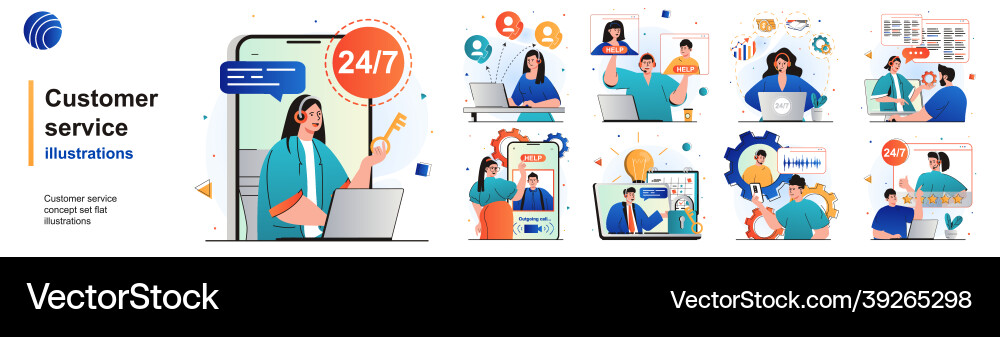 Customer service isolated set consultation Vector Image