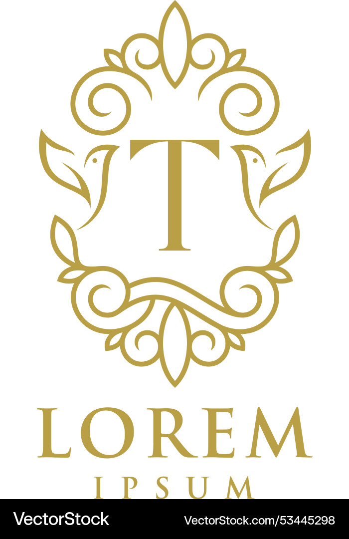 Decorative nature letter t logo template Vector Image