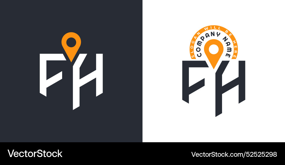 Fh location logo bundle letter dual icons Vector Image