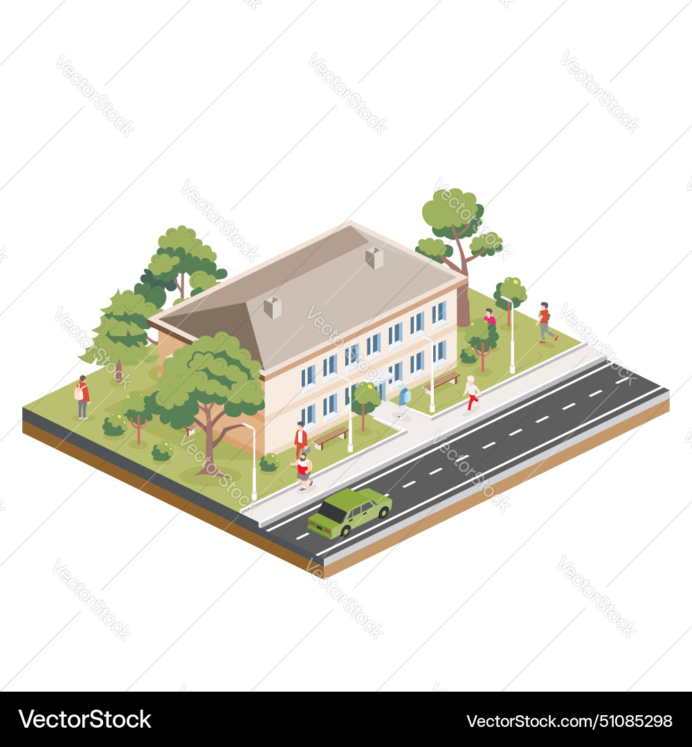 Isometric residential two storey building Vector Image