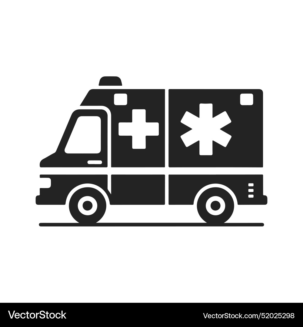 Stylish black and white ambulance silhouette Vector Image