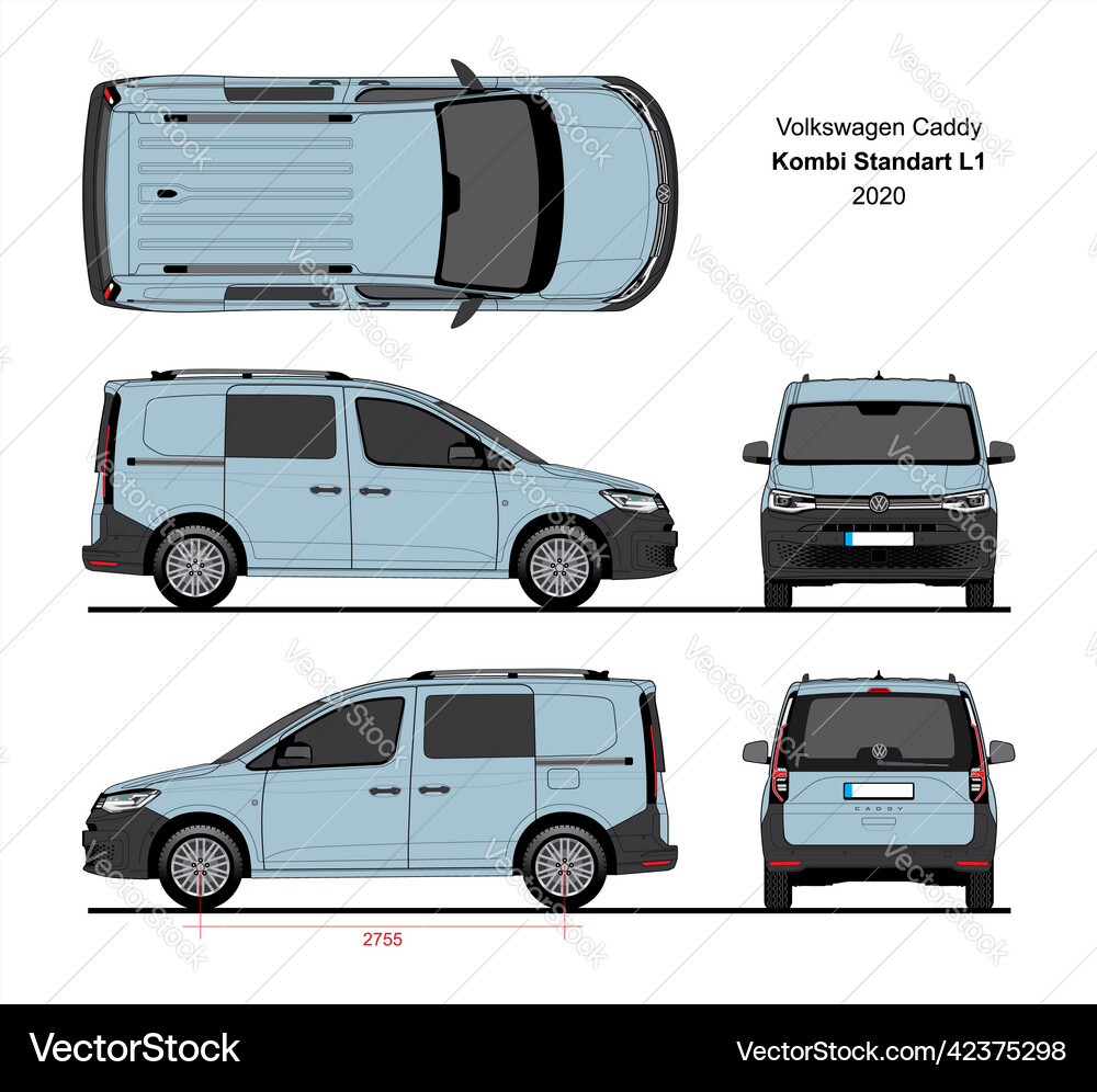Vw caddy kombi standart grey van 2020 Royalty Free Vector