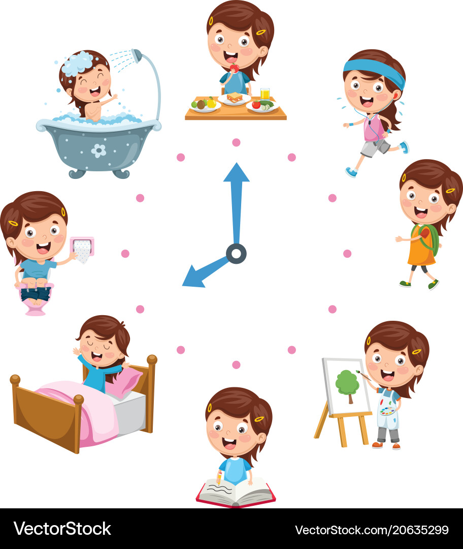 Kids Daily Activities Royalty Free Vector Image
