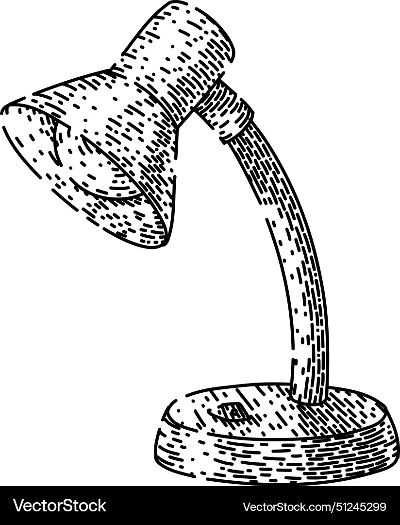 Light desk lamp sketch hand drawn Royalty Free Vector Image