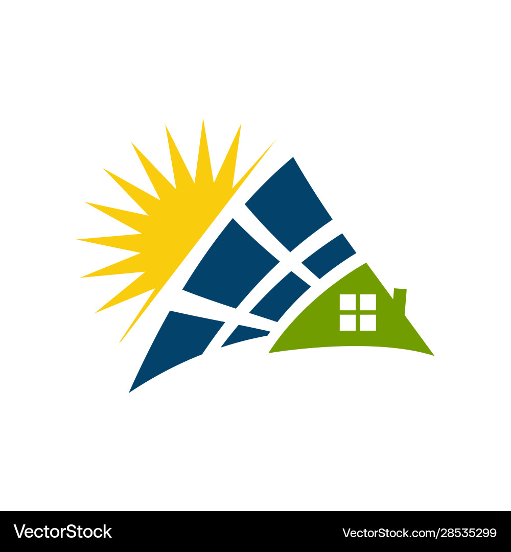 Sun energy solar panels logo house and template Vector Image
