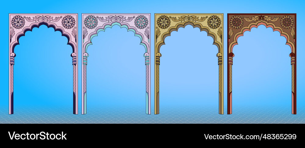 Traditional indian mughal architecture elements Vector Image