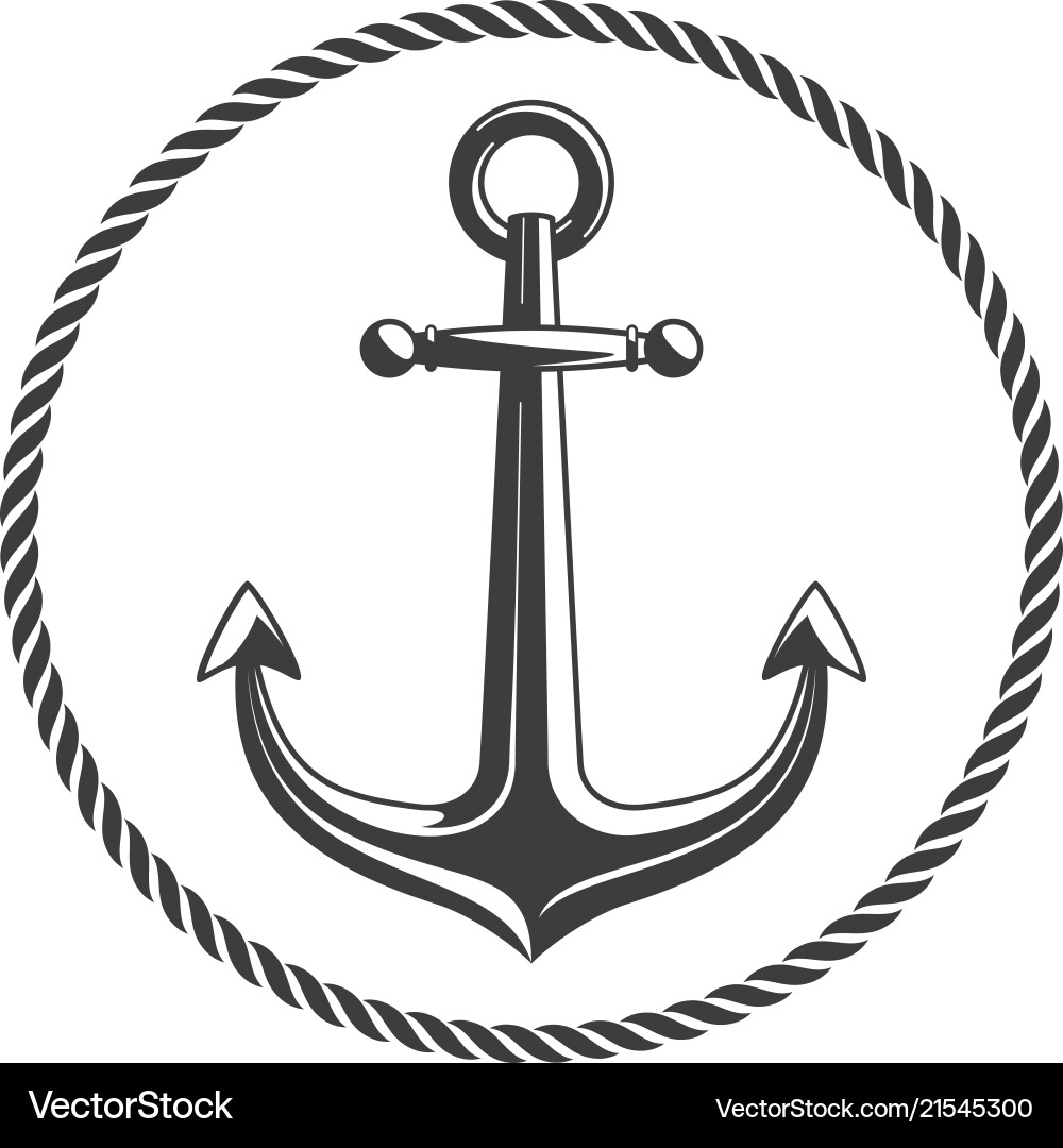 Anchor with circular rope Royalty Free Vector Image
