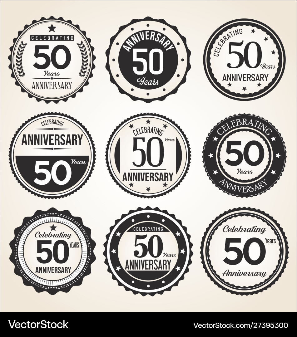 Anniversary retro vintage black and white badges Vector Image
