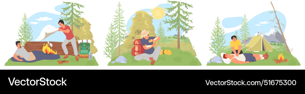 Camping travel accident and bad situation Vector Image