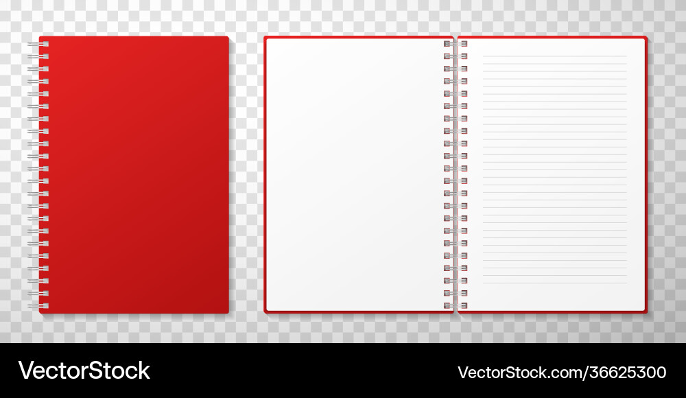 Closed and opened notebooks realistic Royalty Free Vector