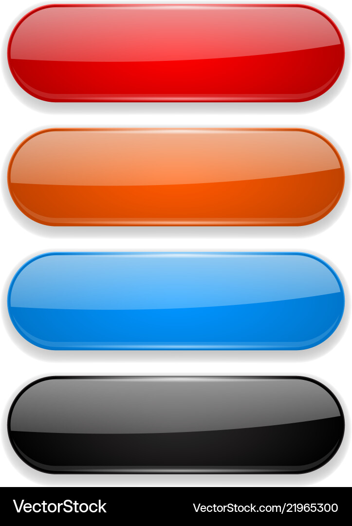 Colored oval buttons 3d glass menu icons Vector Image