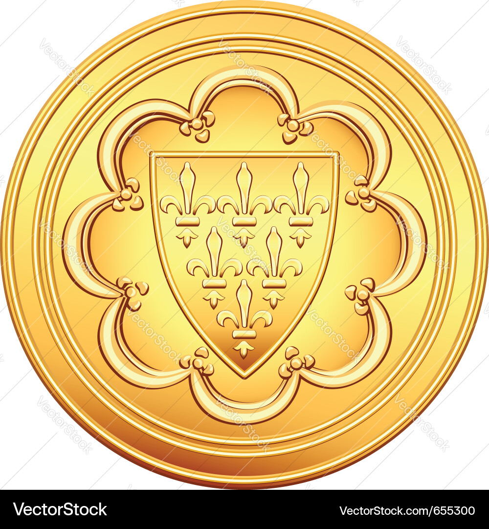 French Gold ECU Coin - Louis IX Royalty Free Vector Image