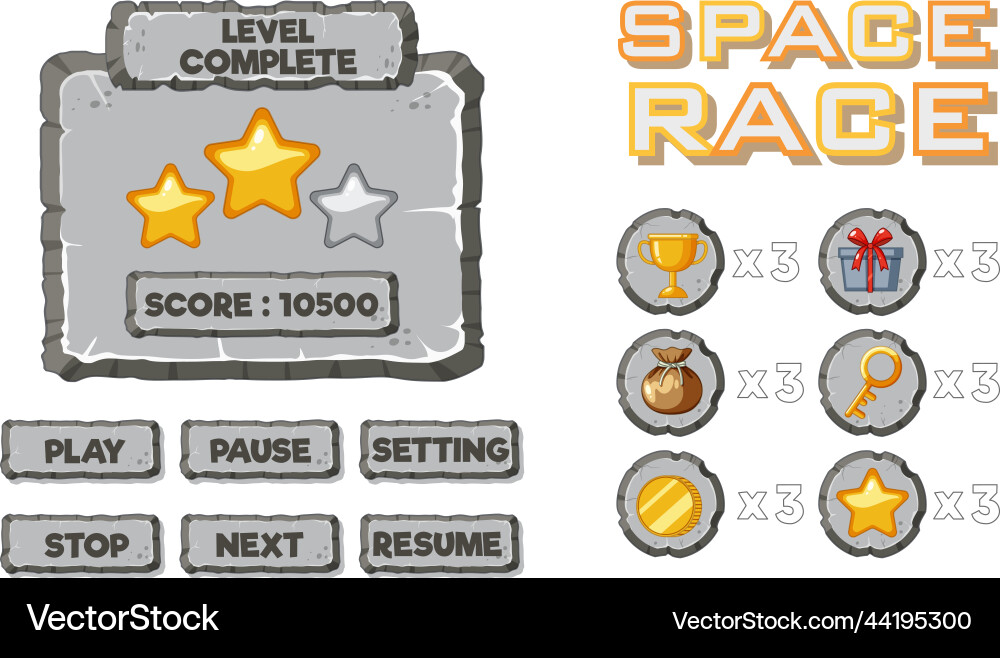 Game element template design set Royalty Free Vector Image