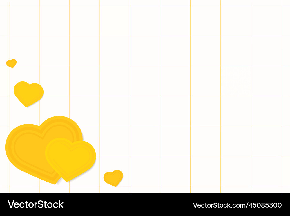 Heart corner border grid yellow background Vector Image