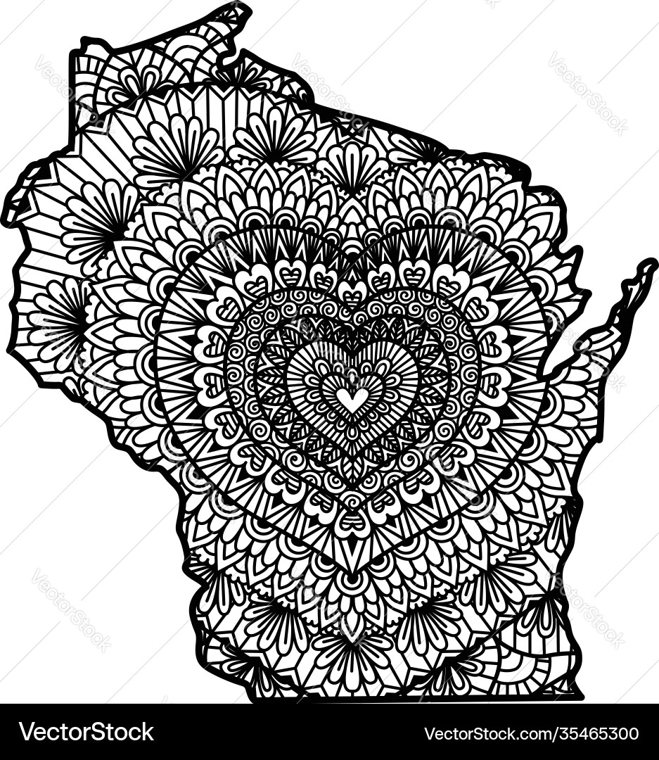 Heart in wisconsin state Royalty Free Vector Image