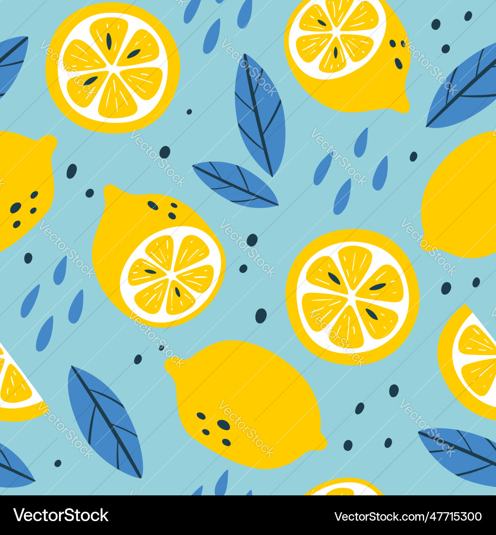 Lemon fruit seamless pattern Royalty Free Vector Image