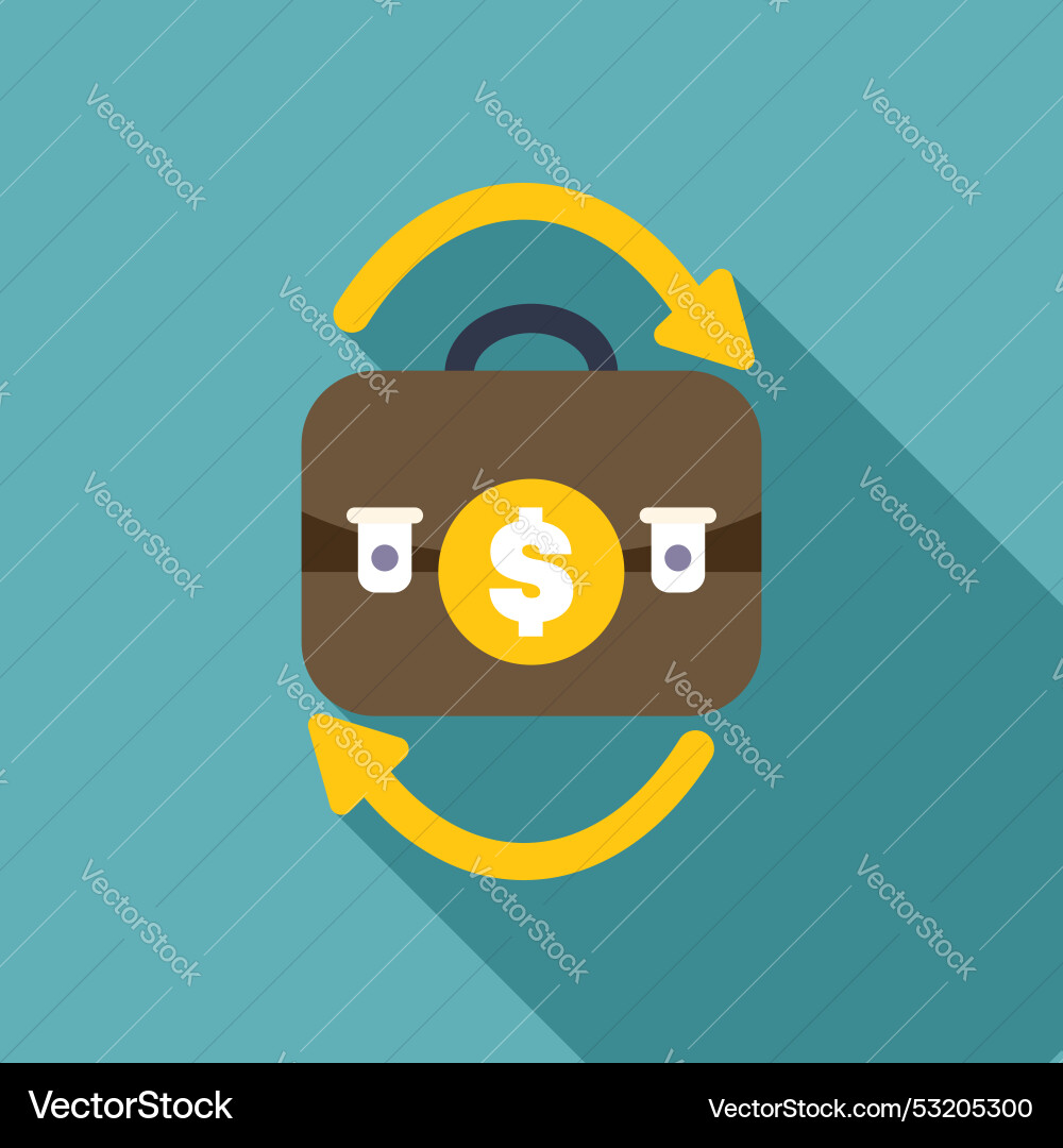 Money circulation concept with briefcase rotating Vector Image