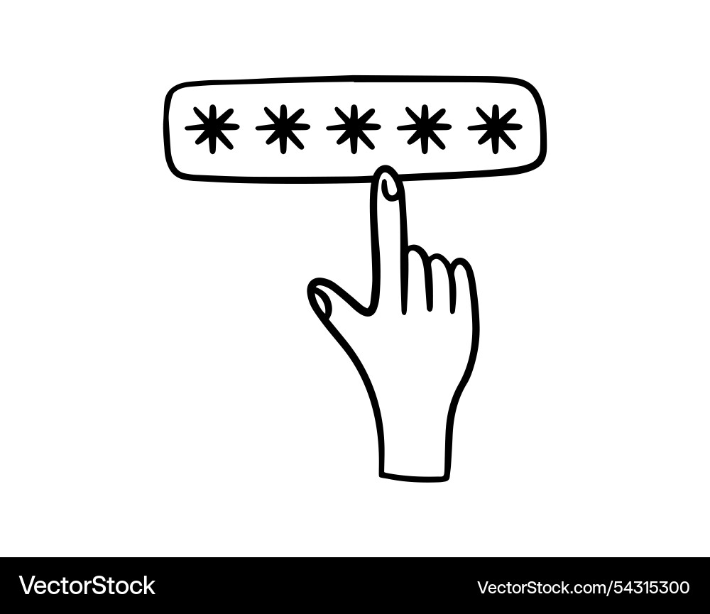 Password with hand doodle isolates sign Royalty Free Vector