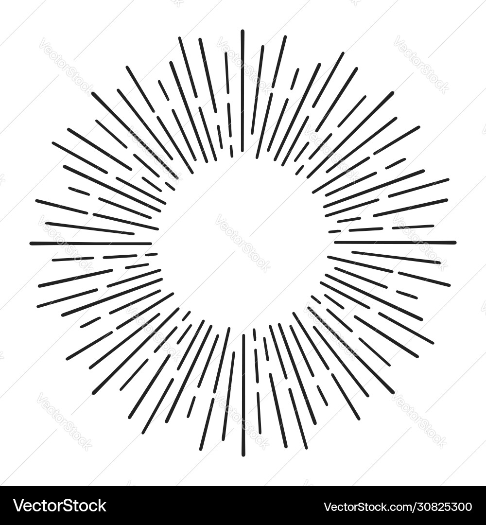 Sunburst doodle line art hand drawn sun burst Vector Image