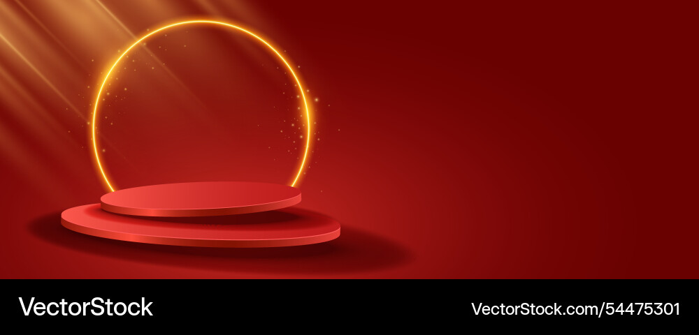Abstract 3d podium with glowing neon arc trendy Vector Image