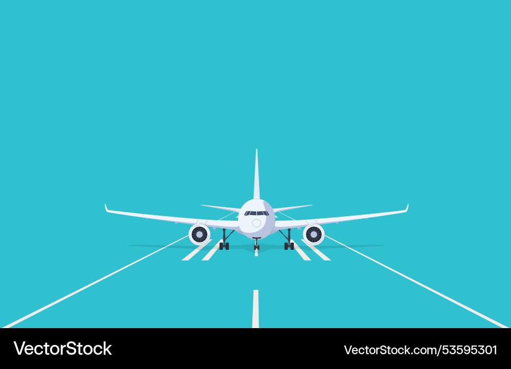 Airplanes on the runway front view passenger Vector Image