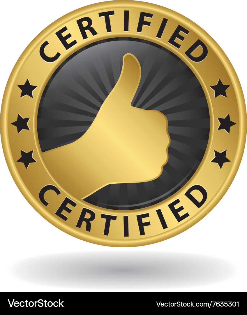 Certified golden label Royalty Free Vector Image