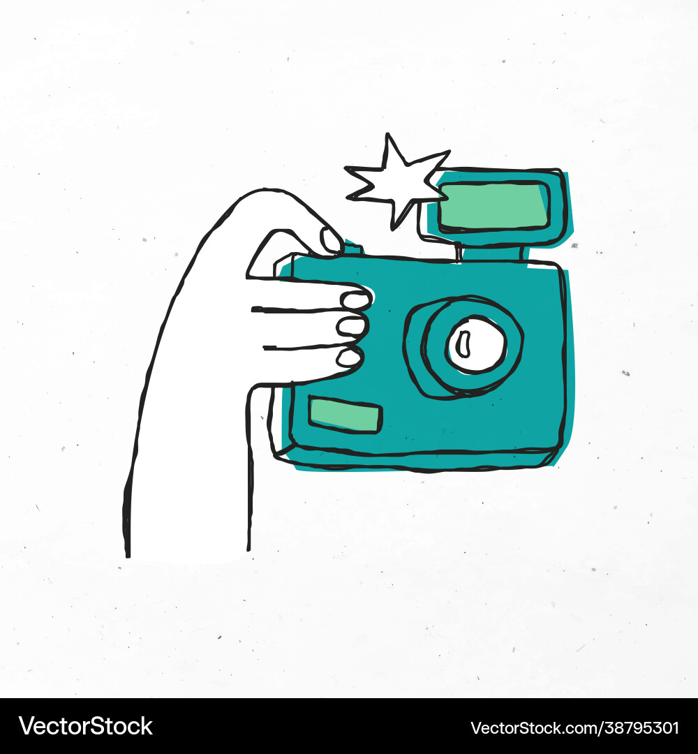 Green hand drawn camera clipart Royalty Free Vector Image