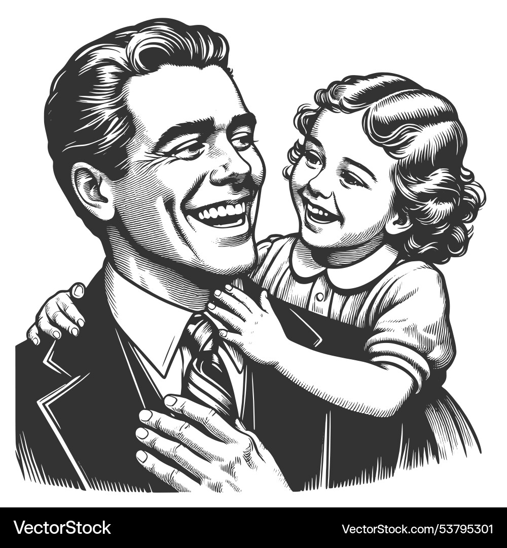 Glücklicher Vater und Tochter Lizenzfreies Vektorbild