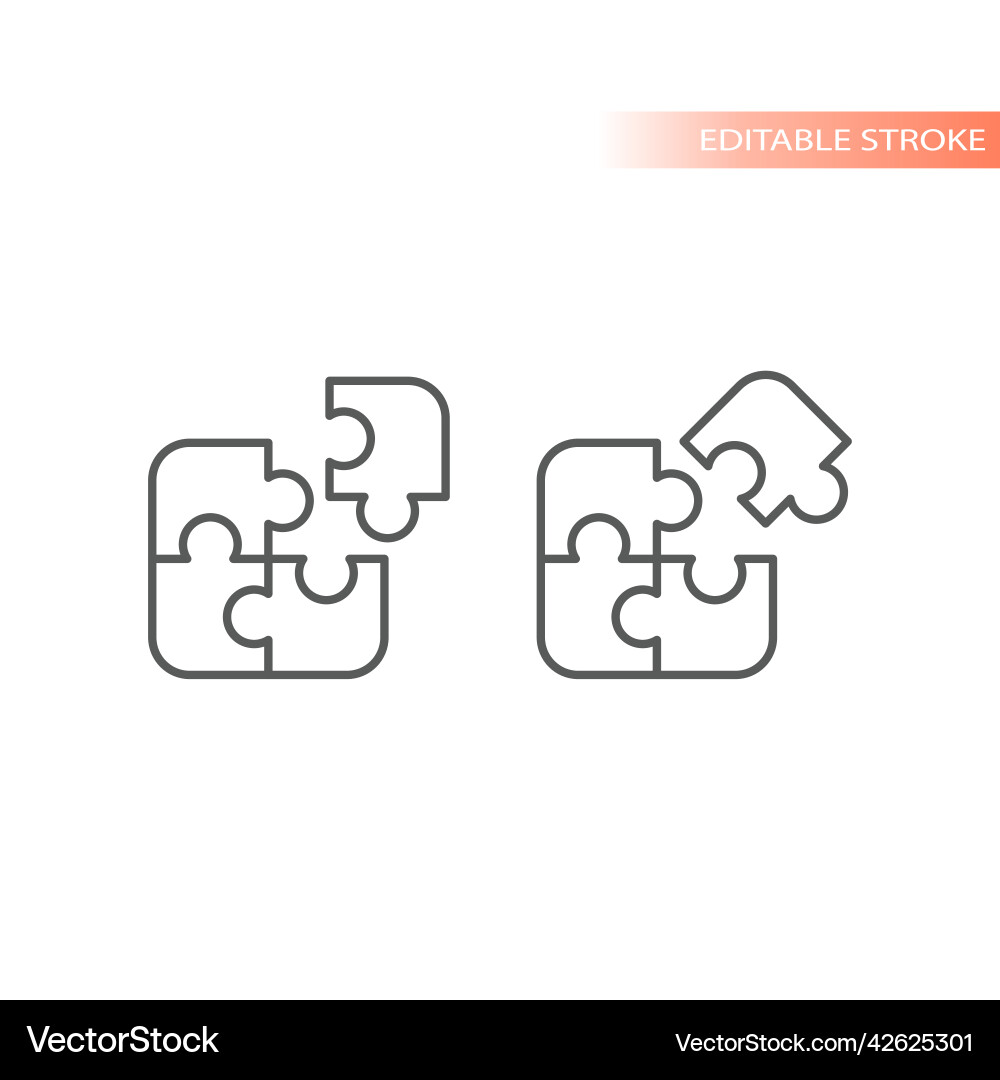 Jigsaw puzzle piece line icon Royalty Free Vector Image