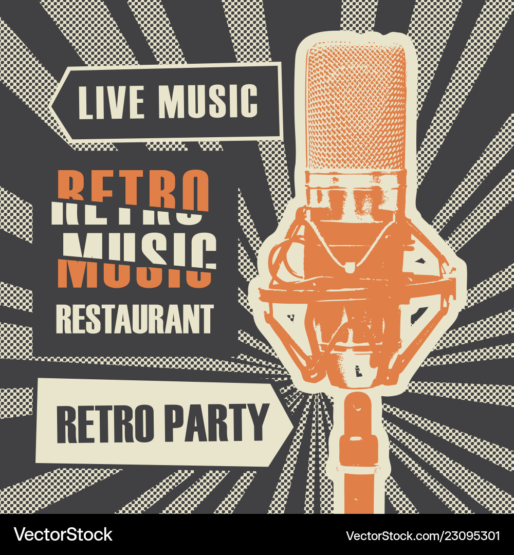 Menu for retro music restaurant with microphone Vector Image
