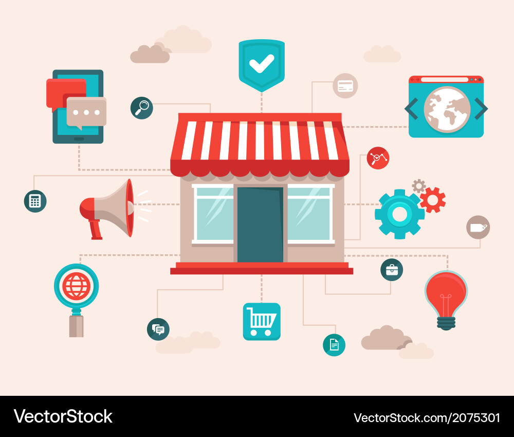 Online shop infographic Royalty Free Vector Image